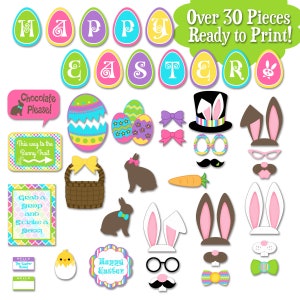 Happy Easter Photo Booth Props and Decorations - Printable - Over 30 ...
