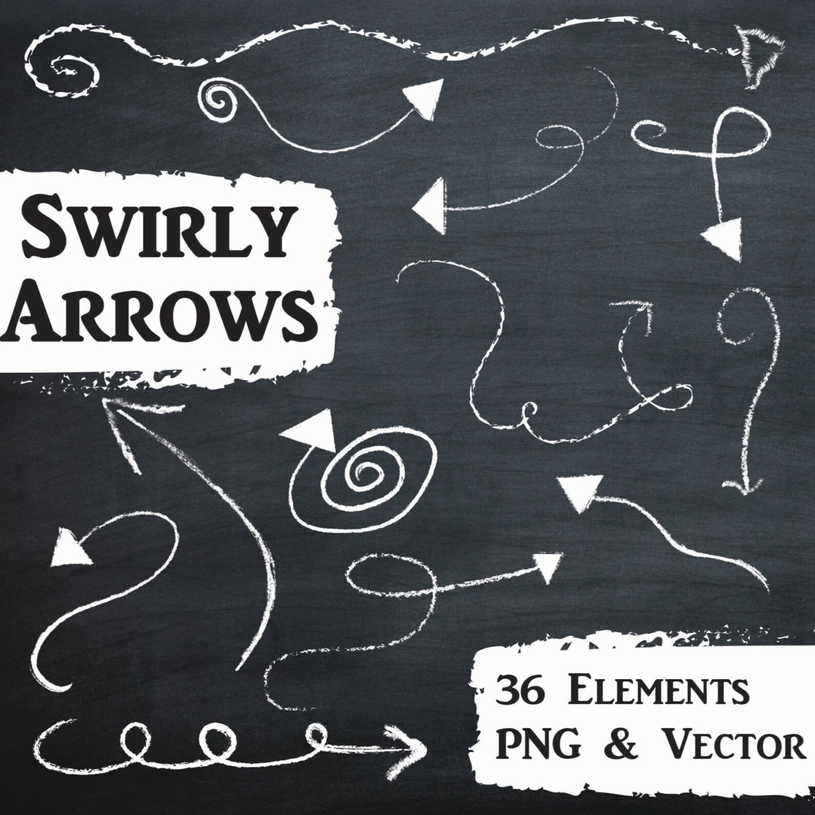 Chalkboard Arrows Clip Art Swirly Arrows Clipart Set | Etsy
