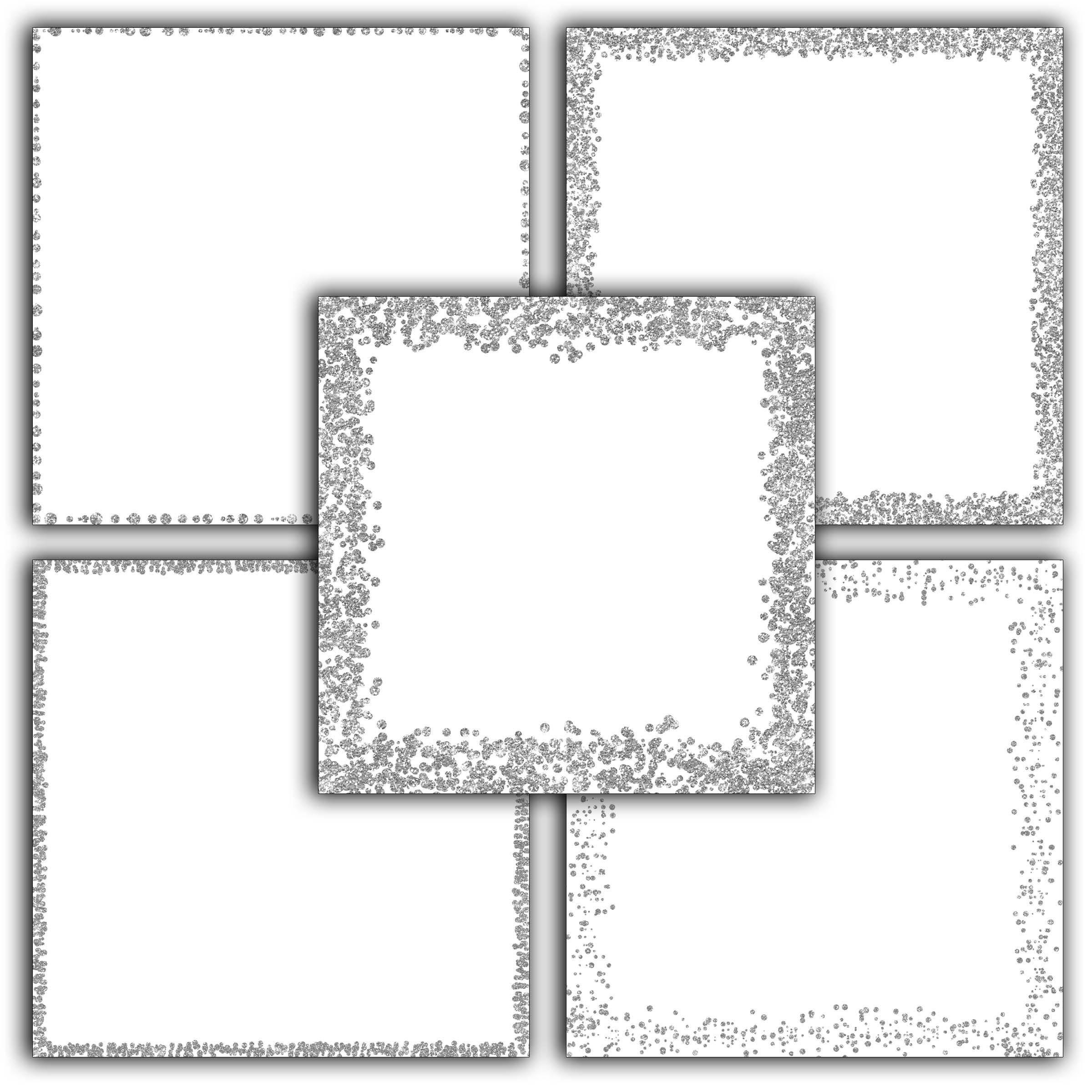 Silver Glitter Borders Digital Paper - Glitter Textures - Glitter ...