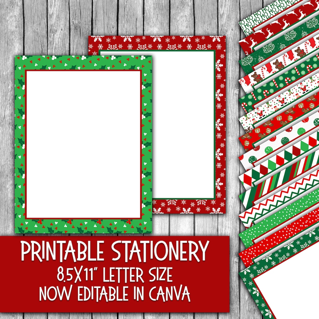 Printable Christmas Stationery - Red and Green Christmas Letter Paper ...