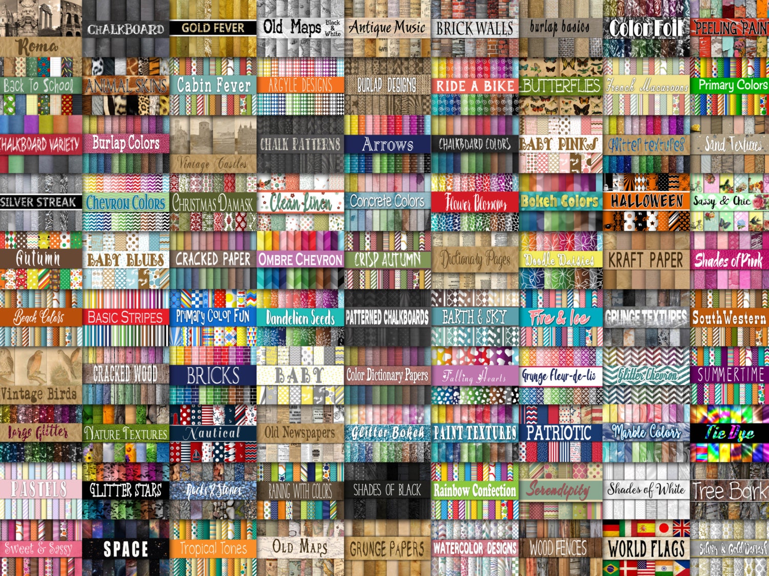 Sale-digital Scrapbook Paper Bundle Includes All of My | Etsy