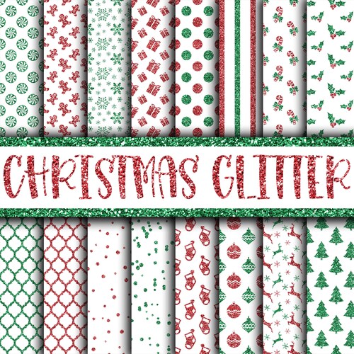 Christmas Digital Paper Red and Green Christmas Backgrounds - Etsy