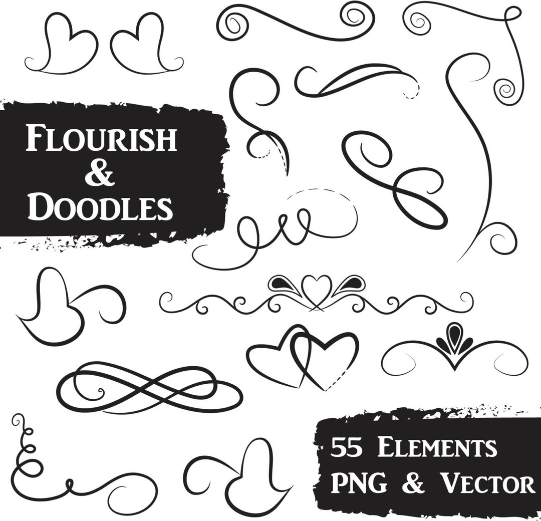 Flourish and Doodles Clip Art Set - Commercial Use Vector Clipart ...