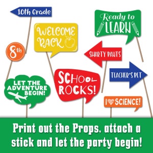 Back to School Photo Booth Props and Decorations - First Day of School ...