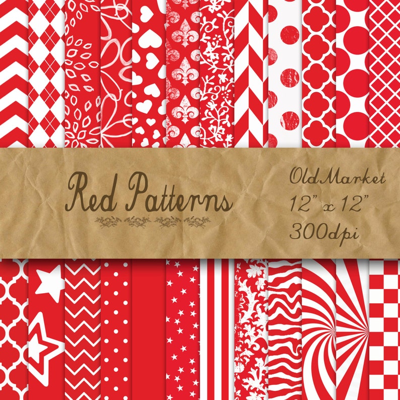 Red Patterns Digital Paper Red Patterned Backgrounds 24 | Etsy