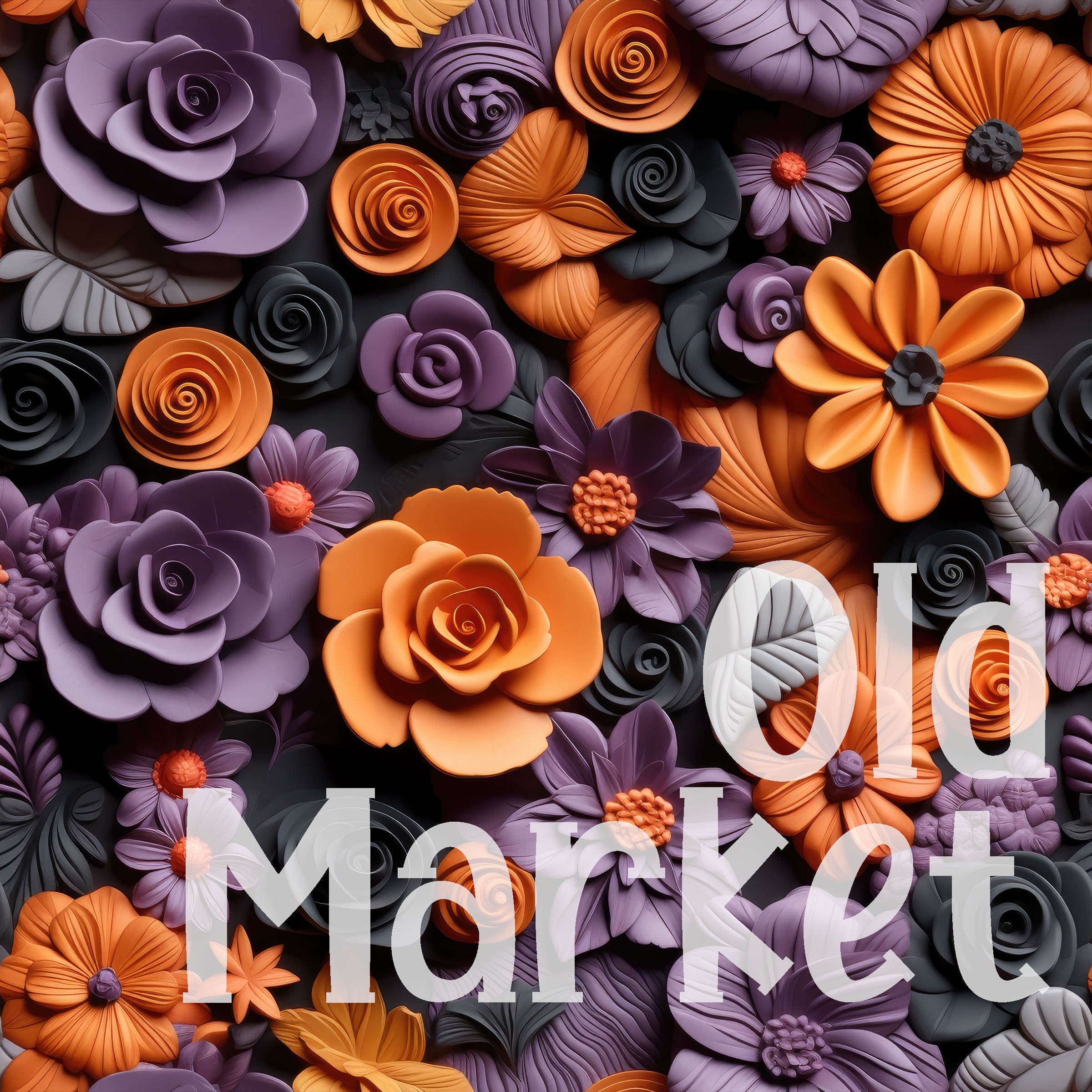 3d Halloween Flowers - 3d Floral Seamless Patterns - 16 Designs ...