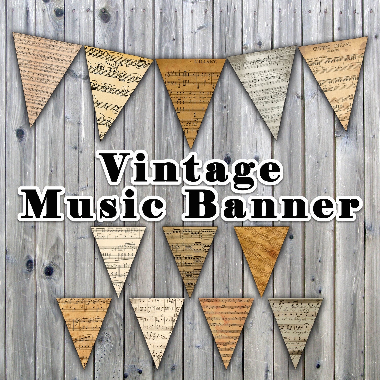 Vintage Sheet Music Printable Banner Includes 3 Sizes - Etsy