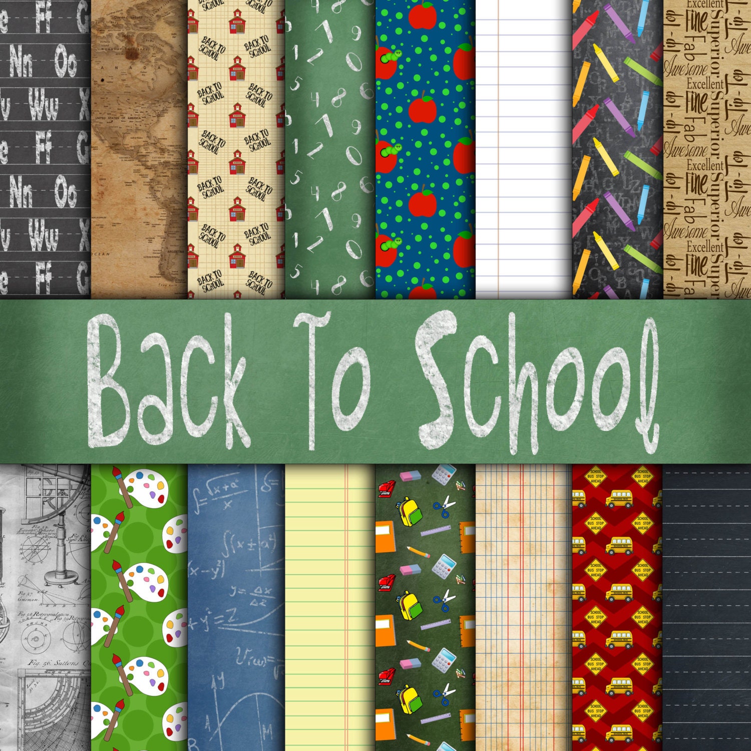 Back to School Digital Paper Textures School Backgrounds - Etsy