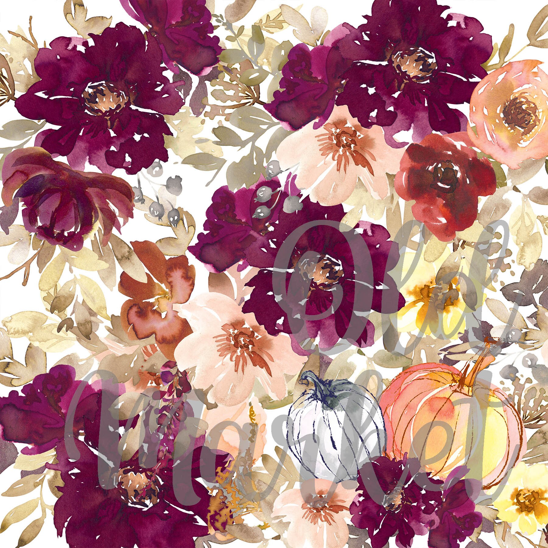 Autumn Floral Digital Paper Watercolor Flower Backgrounds - Etsy