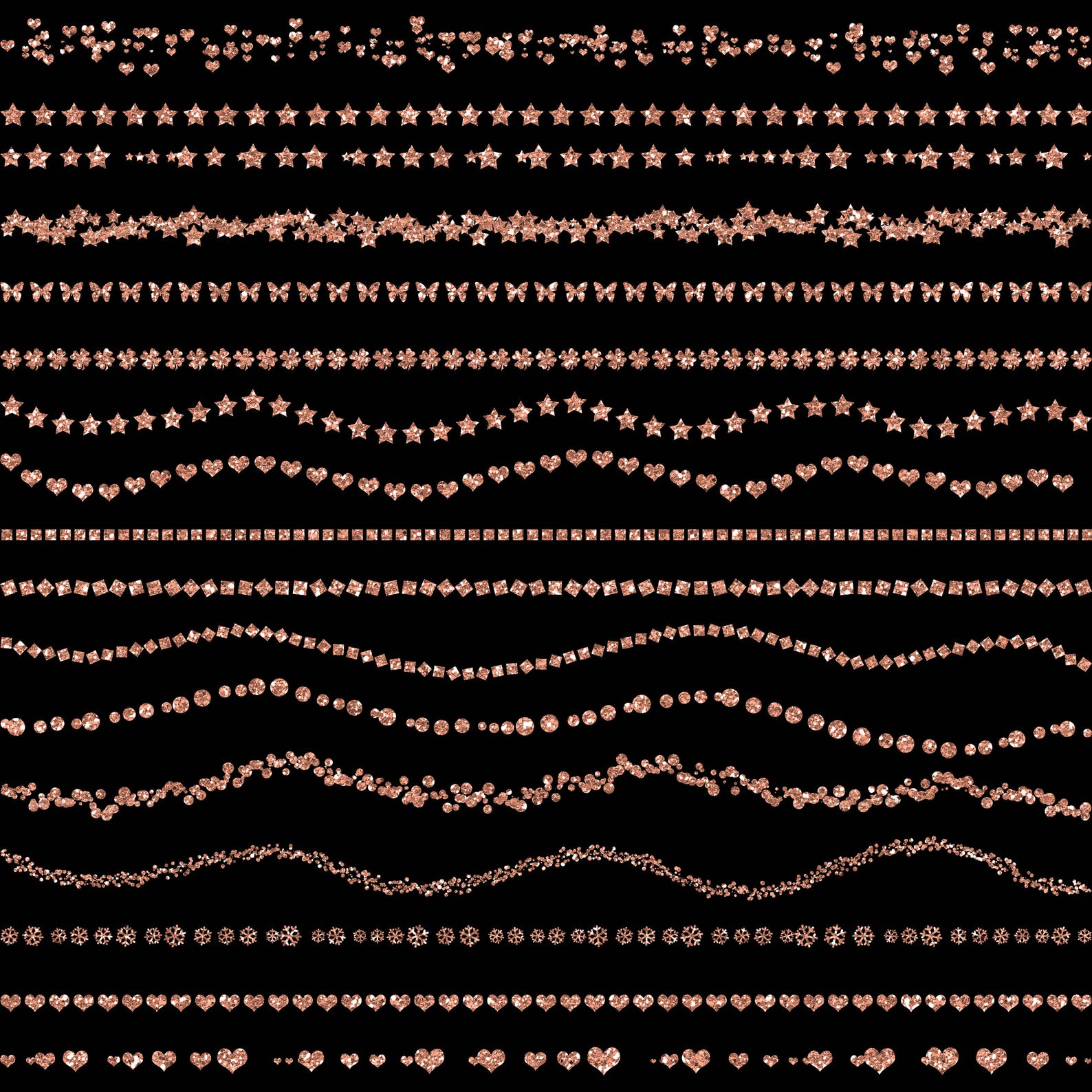 Rose Gold Glitter Confetti Borders Glitter Confetti Clipart | Etsy