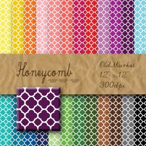 Honeycomb Digital Paper Colorful Honeycomb Backgrounds 24 Colors 12in X ...