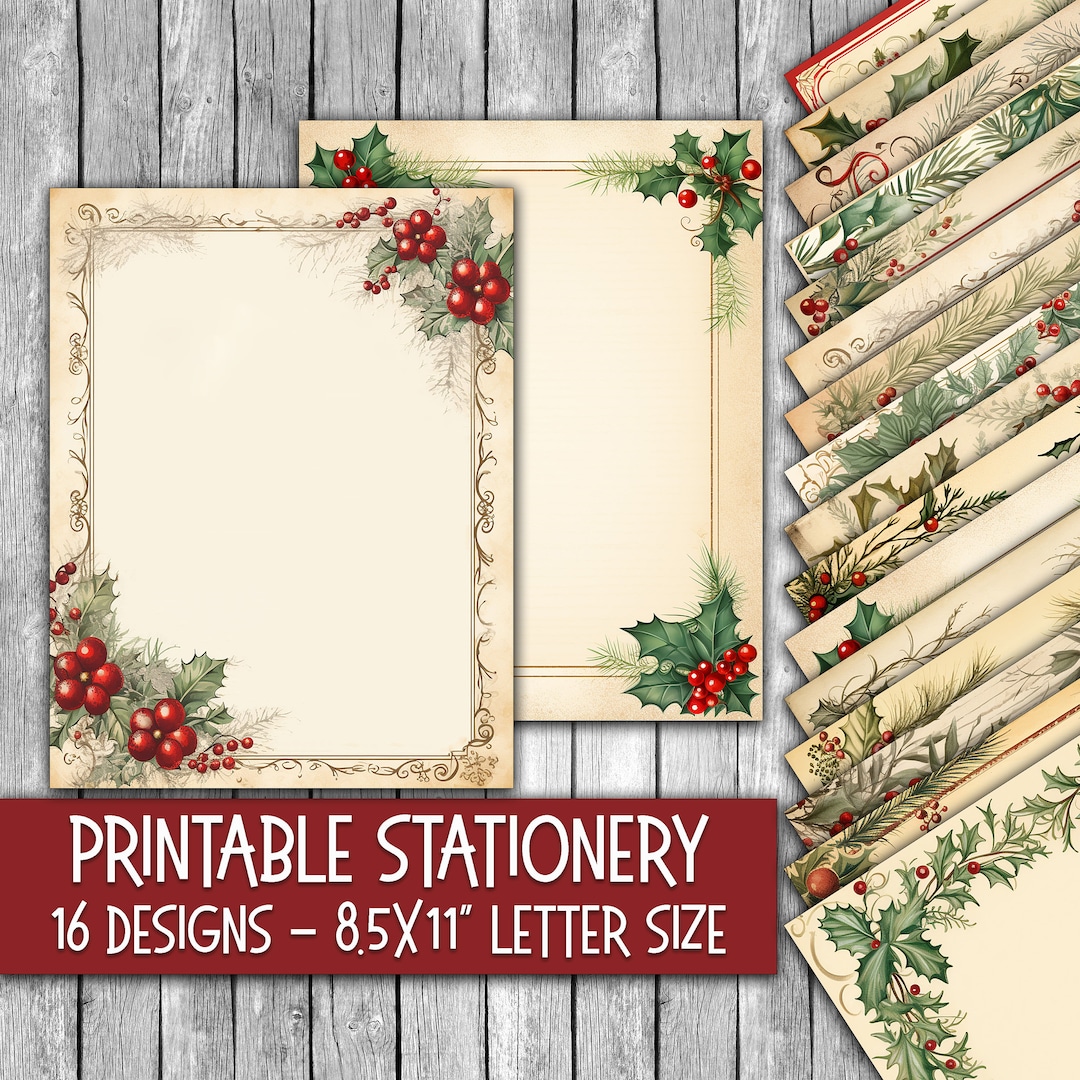 Printable Vintage Christmas Stationery - Christmas Letter Paper ...