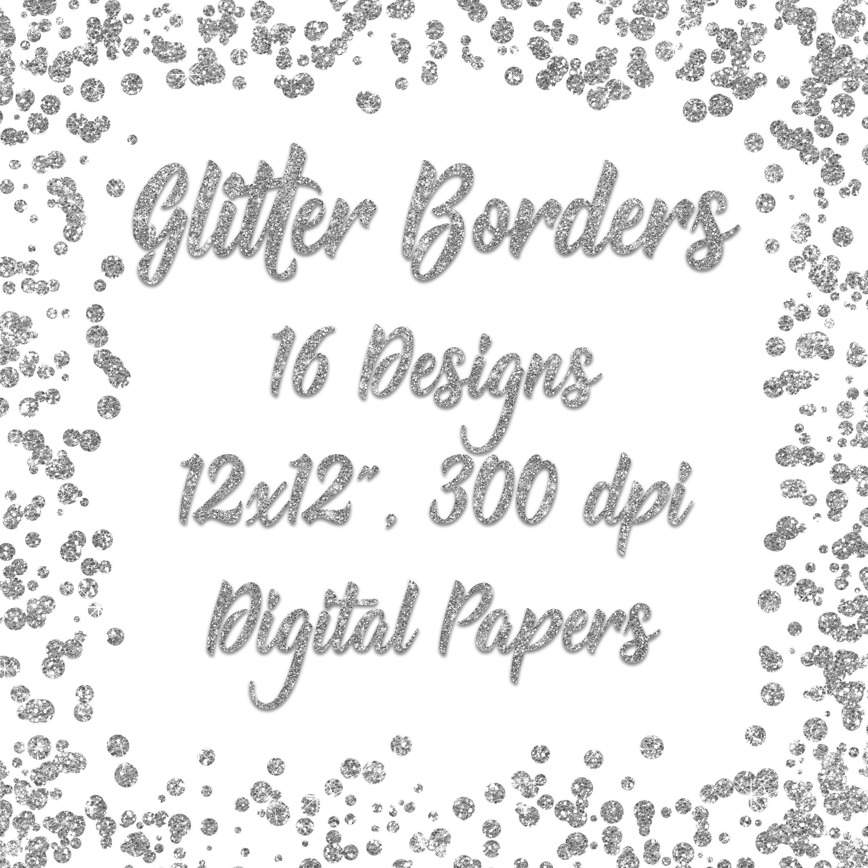 Silver Glitter Borders Digital Paper Glitter Textures | Etsy
