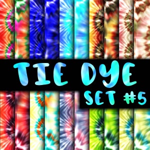 Tie Dye Digital Paper - Set 5 - Seamless Colorful Tie-dye Digital Paper ...