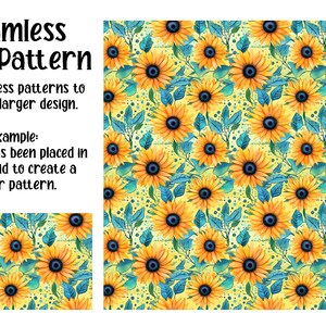 Sunflower SEAMLESS Patterns - Watercolor Sunflowers Digital Paper - 16 ...