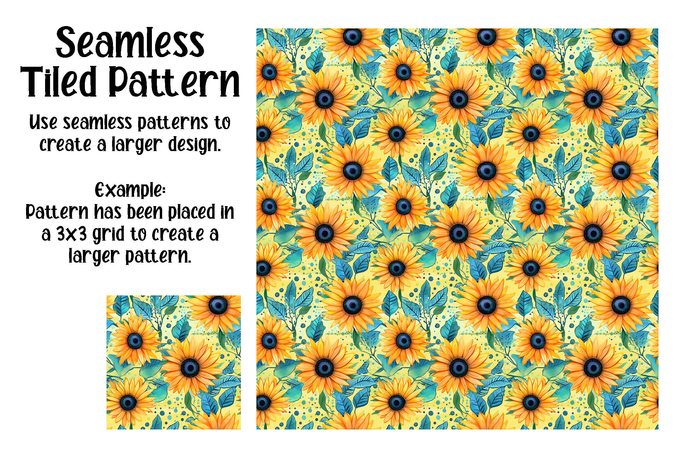 Sunflower SEAMLESS Patterns - Watercolor Sunflowers Digital Paper - 16 ...