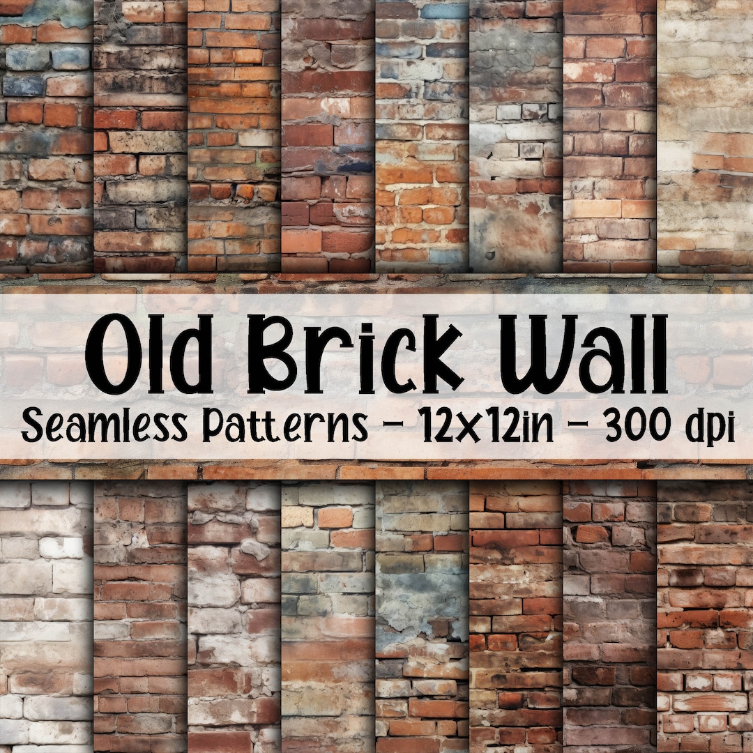 Old Brick Wall SEAMLESS Patterns - Old Brick Wall Digital Paper - 16 ...