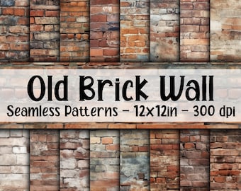 Old Brick Wall SEAMLESS Patterns - Old Brick Wall Digital Paper - 16 ...