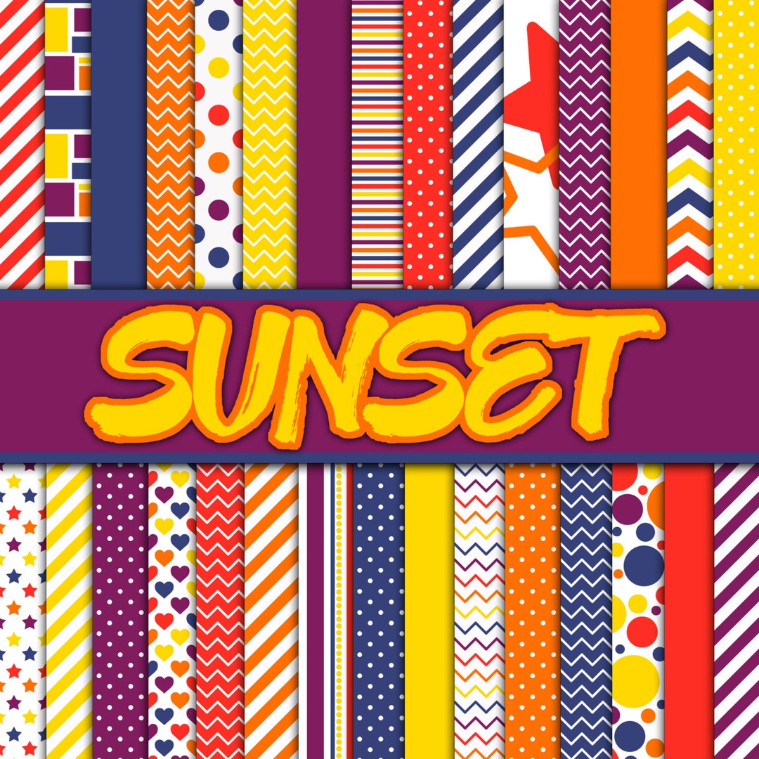 Sunset Colors Digital Paper - Colorful Digital Paper Pack - 30 Papers ...