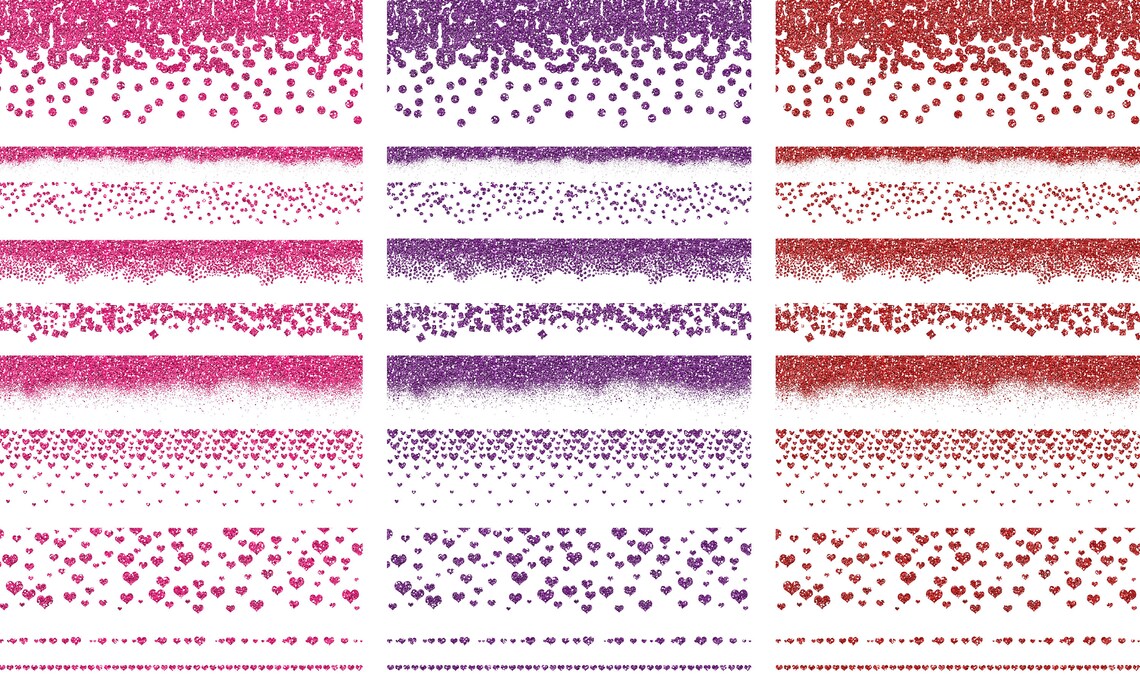 Pink Purple and Red Valentines Day Glitter Borders Glitter - Etsy