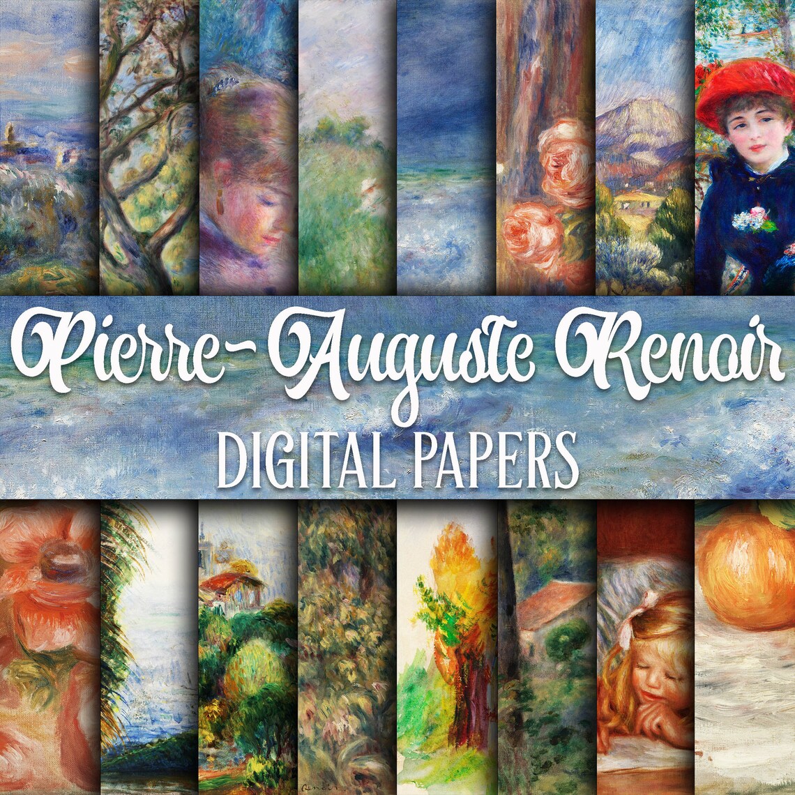 Pierre-auguste Renoir Paintings Digital Paper Renoir - Etsy