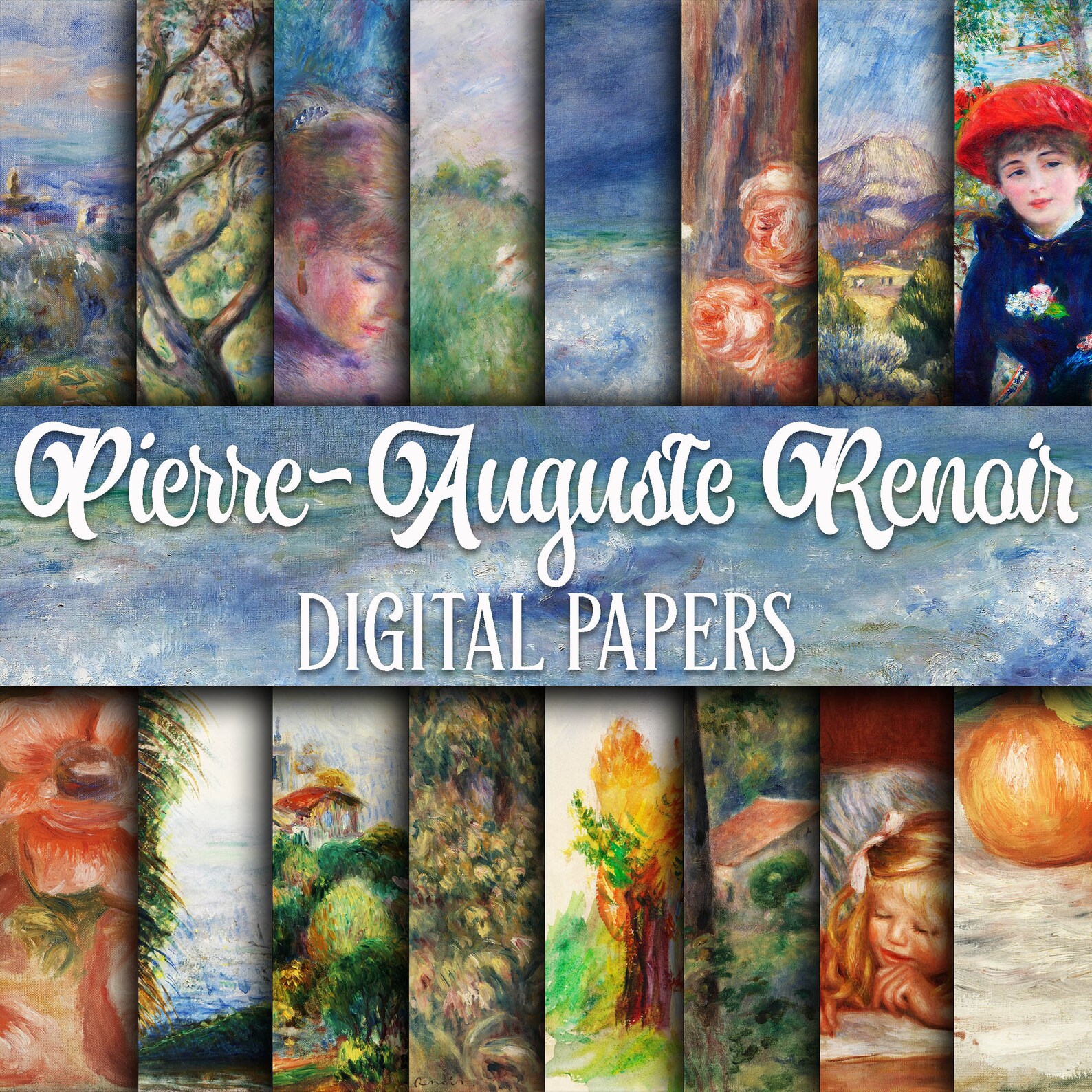 Pierre-auguste Renoir Paintings Digital Paper Renoir - Etsy