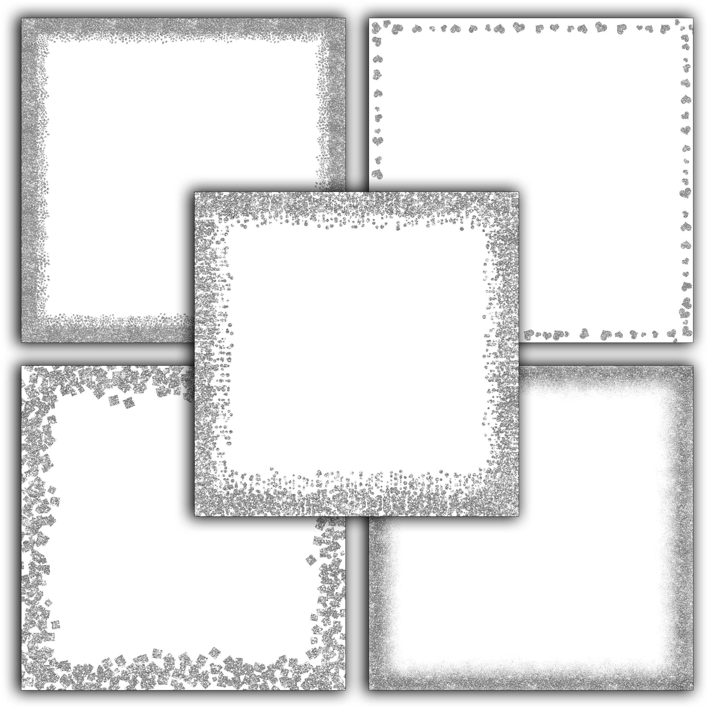 Silver Glitter Borders Digital Paper Glitter Textures | Etsy