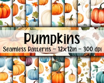 Watercolor Autumn Digital Paper Pack Watercolor Pumpkin - Etsy