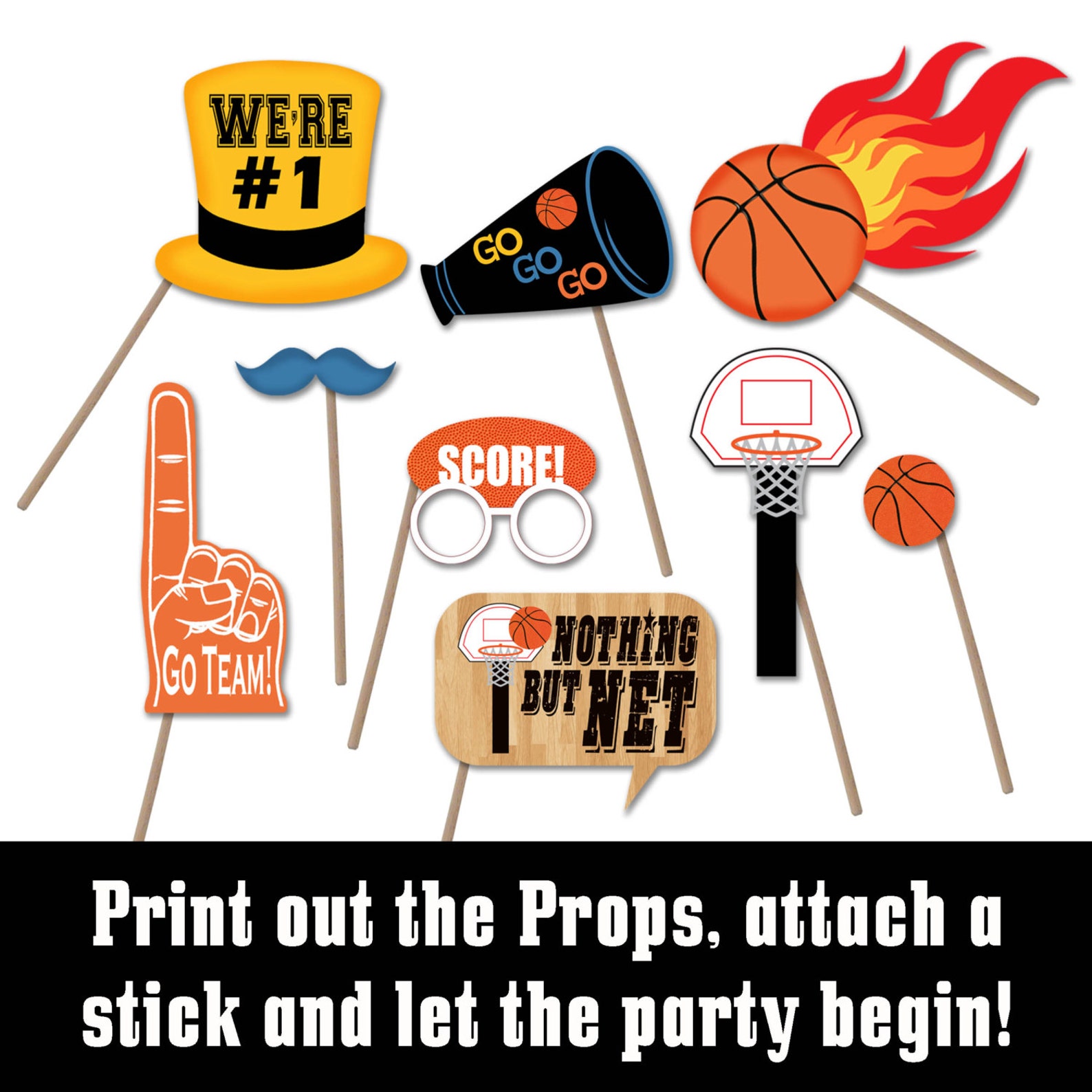 Basketball Photo Booth Props and Party Decorations Printable - Etsy