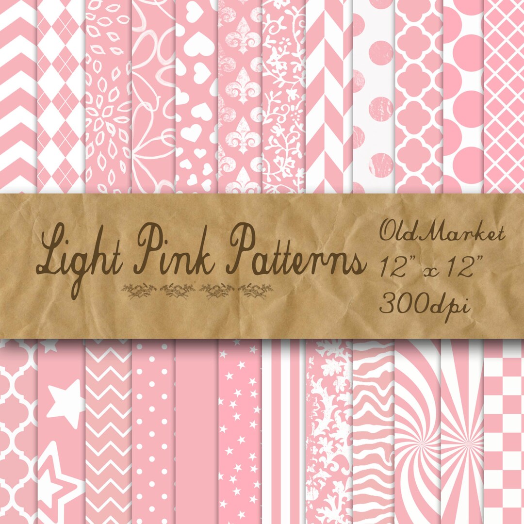 Light Pink Patterns Digital Paper - Pink Patterned Backgrounds - 24 ...