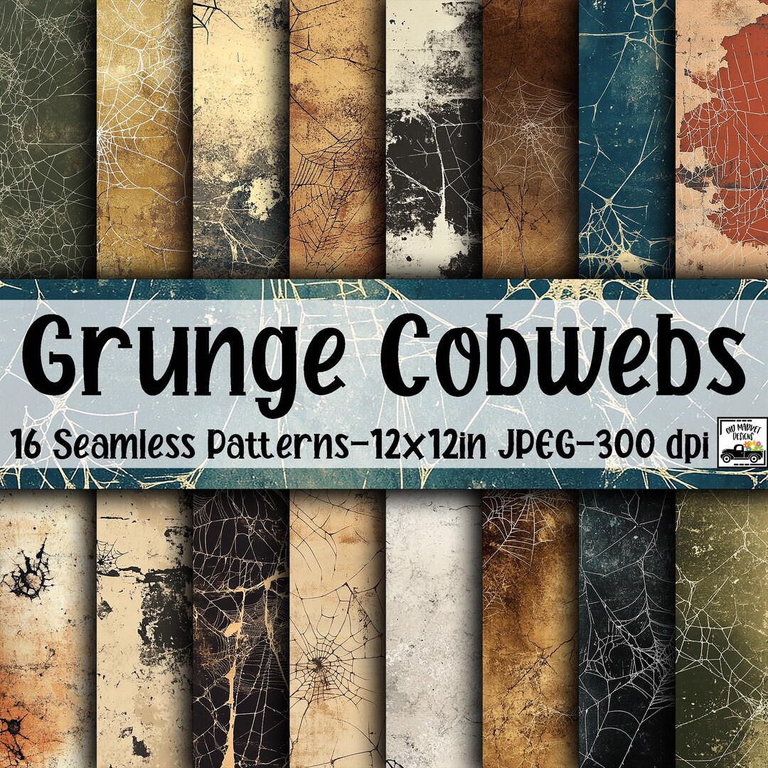 Grunge Cobwebs SEAMLESS Patterns - Halloween Digital Paper - 16 Designs ...