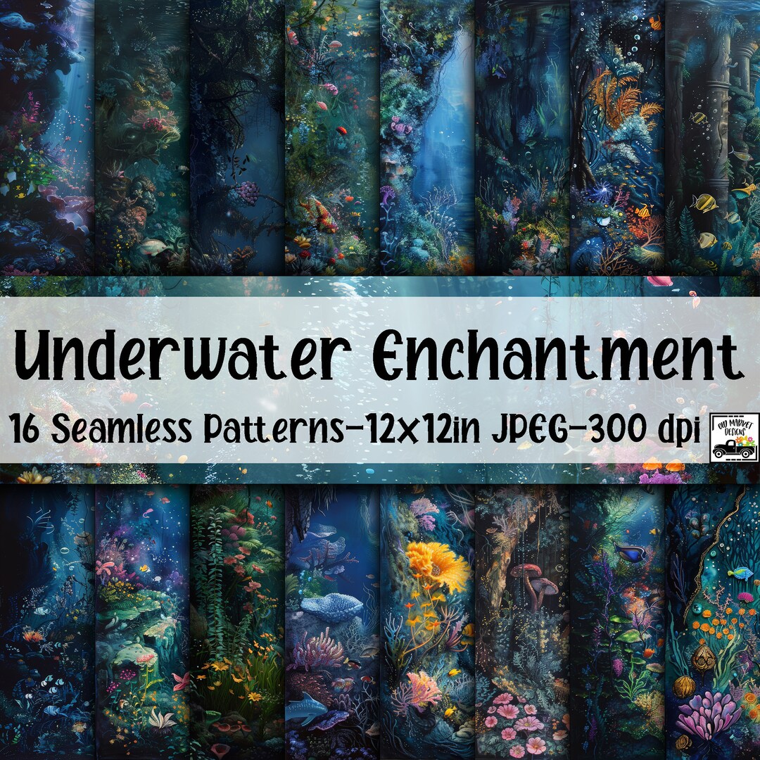 Underwater Scenes Digital Paper - Underwater Enchantment Printable ...