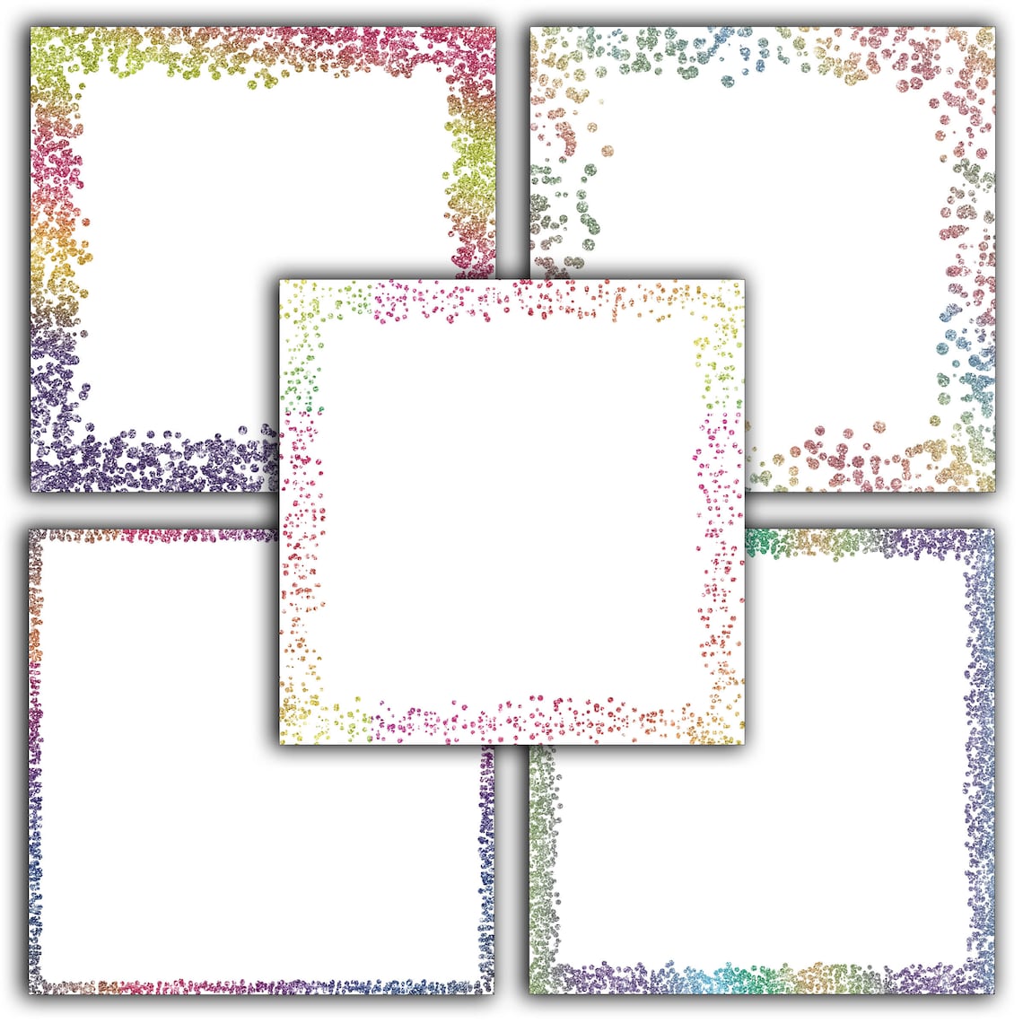 Rainbow Glitter Borders Digital Paper Glitter Textures | Etsy