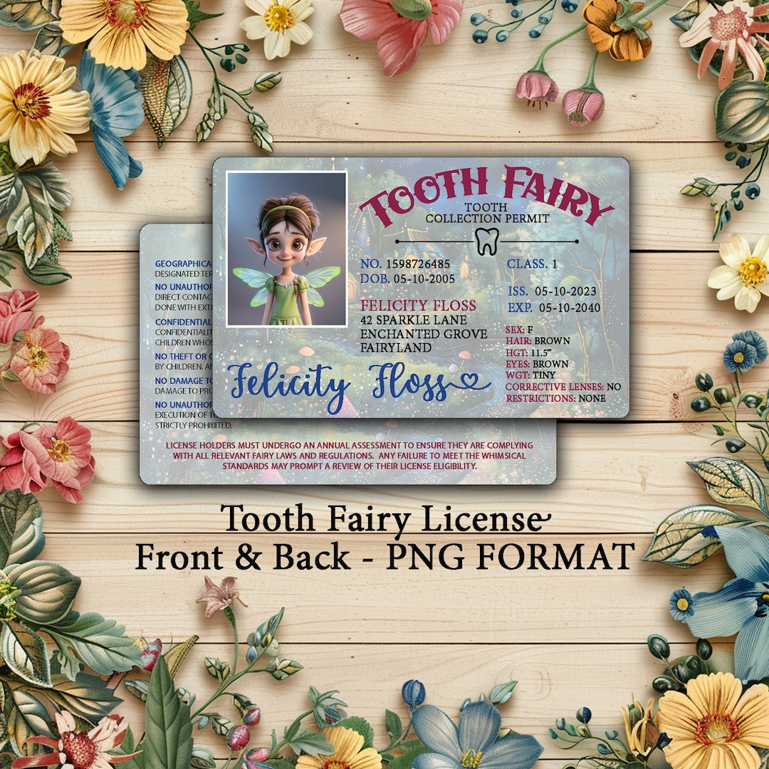 Tooth Fairy License Sublimation Design - Tooth Fairy Tooth Collection ...