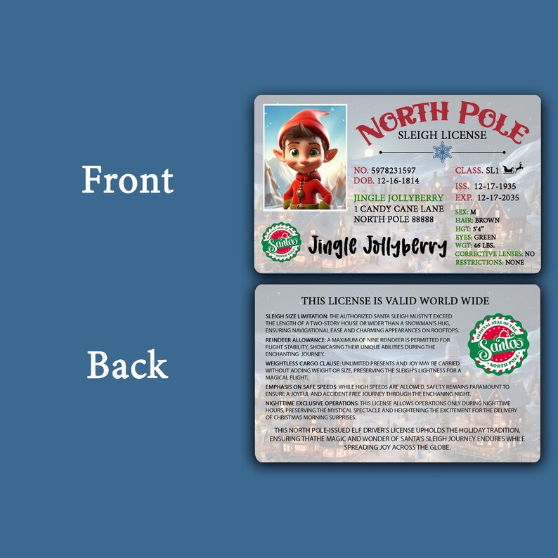 Boy Elf License Sublimation Design - Elf Drivers License PNG File ...