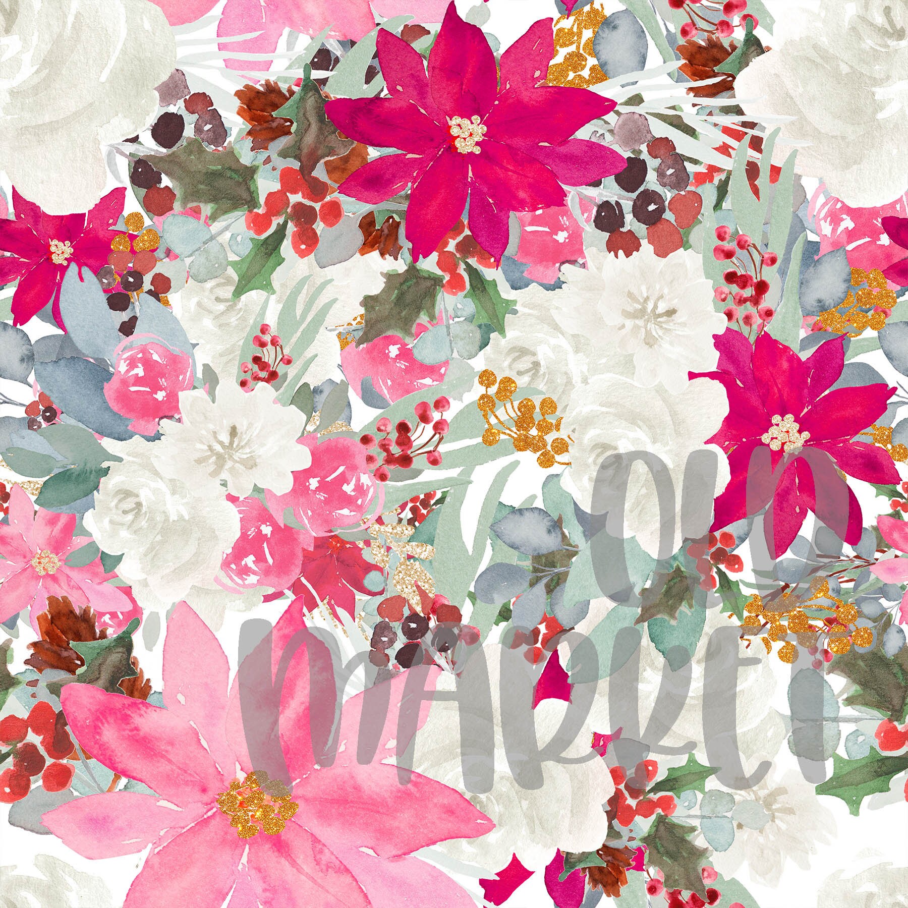 Christmas Floral Digital Paper SEAMLESS Christmas - Etsy