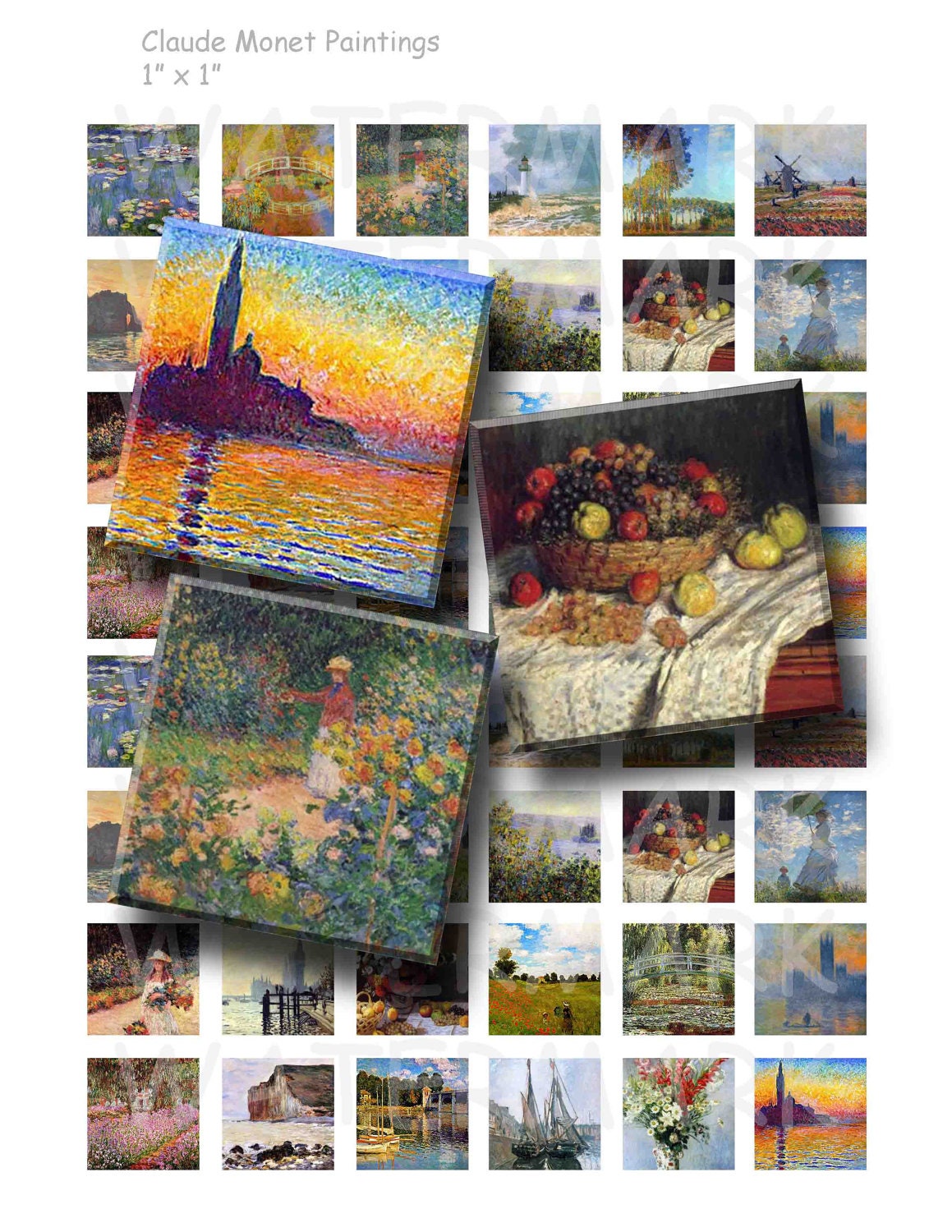 Claude Monet Paintings Digital Collage Sheet 1 Inch 1 X - Etsy Australia