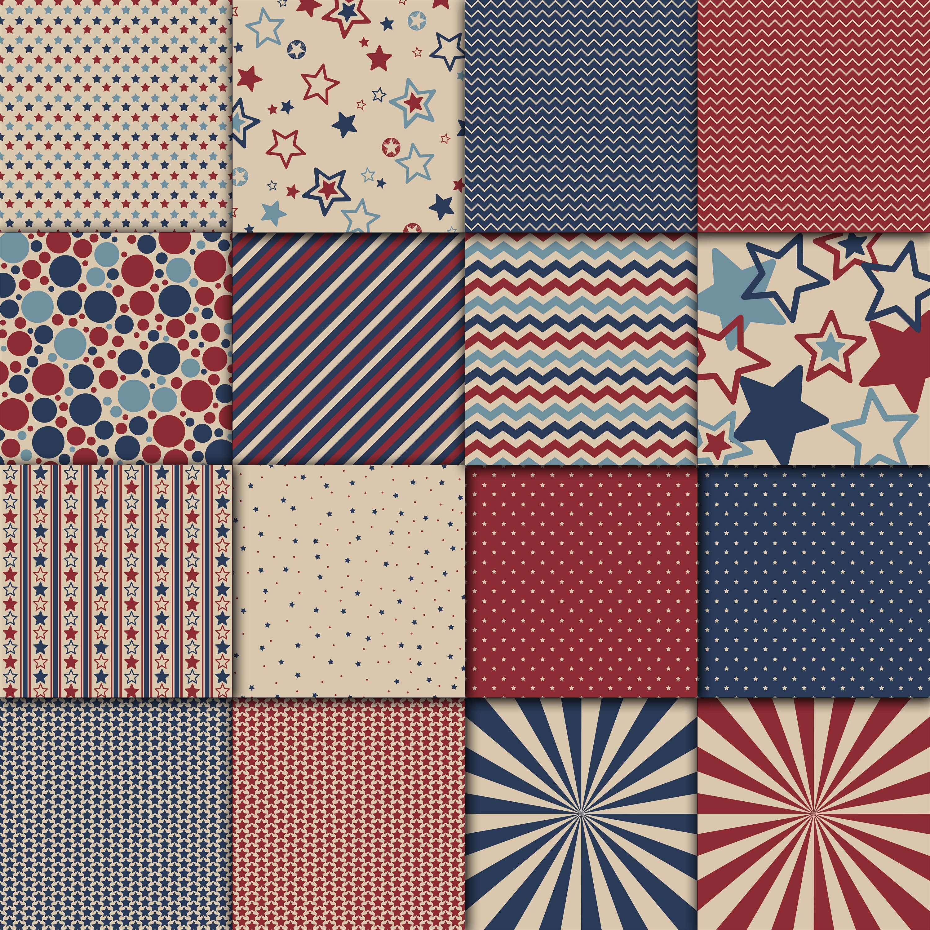 Patriotic Digital Paper 4th of July Paper Backgrounds | Etsy