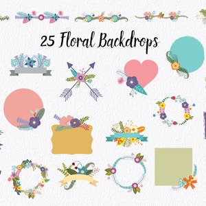 Floral Banners and Wreaths - Wedding Flowers Clip Art - Commercial Use ...