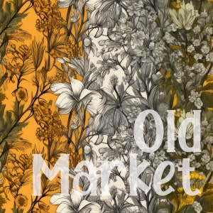 Botanical Sketches SEAMLESS Patterns Vintage Flowers Digital Paper 16 ...