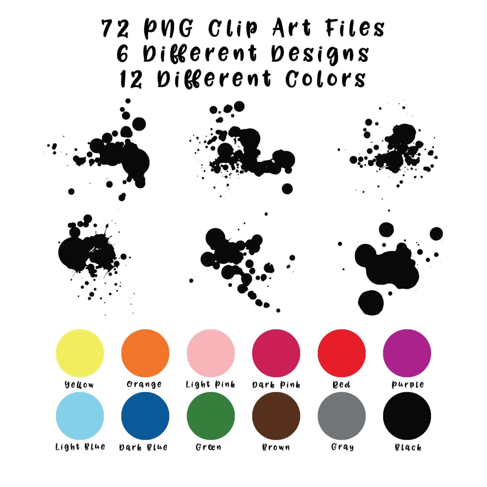 Paint Splatters Clip Art Commercial Use Clipart 72 Images - Etsy