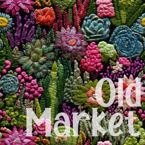 Embroidery Cactus SEAMLESS Digital Paper - Cactus Digital Paper - 16 ...