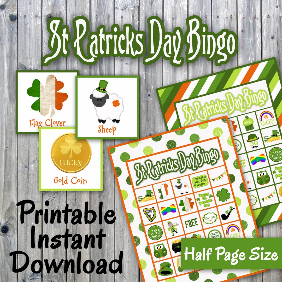 St Patricks Day Bingo Printable PDF - 30 Different Cards - Half Page ...