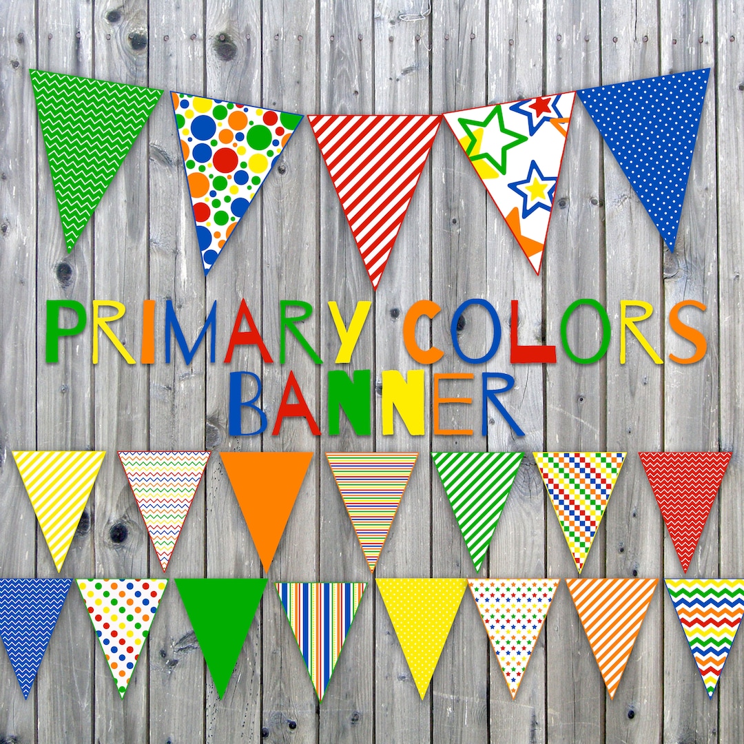 Primary Colors Printable Banner - Includes 3 Sizes - Printable Banner ...