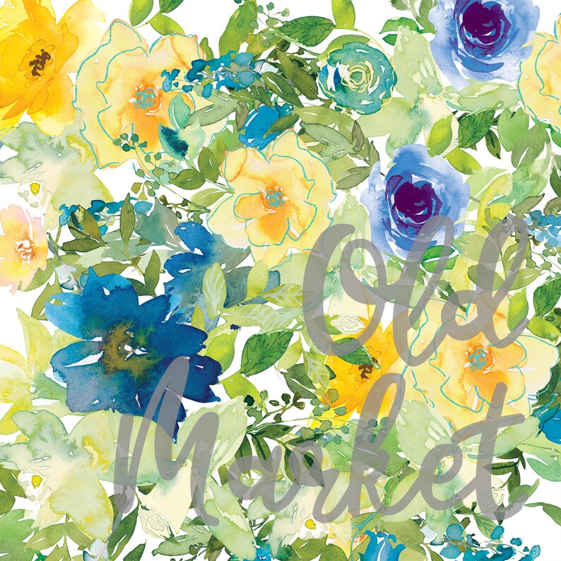 Spring Floral Medley Digital Paper - Watercolor Flower Backgrounds - 12 ...