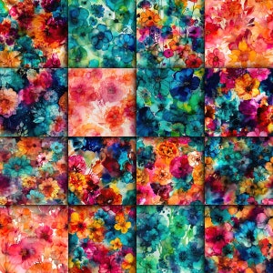 Alcohol Ink Flowers SEAMLESS Patterns - Floral Ink Digital Paper - 16 ...