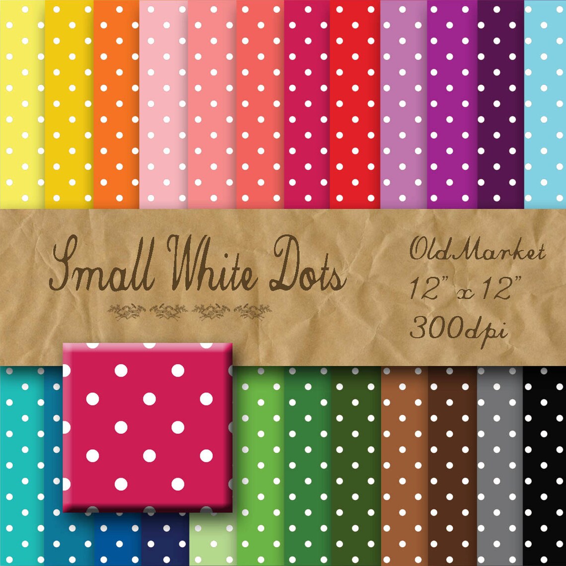 Small White Polka Dots Digital Paper Colorful Polka Dot - Etsy
