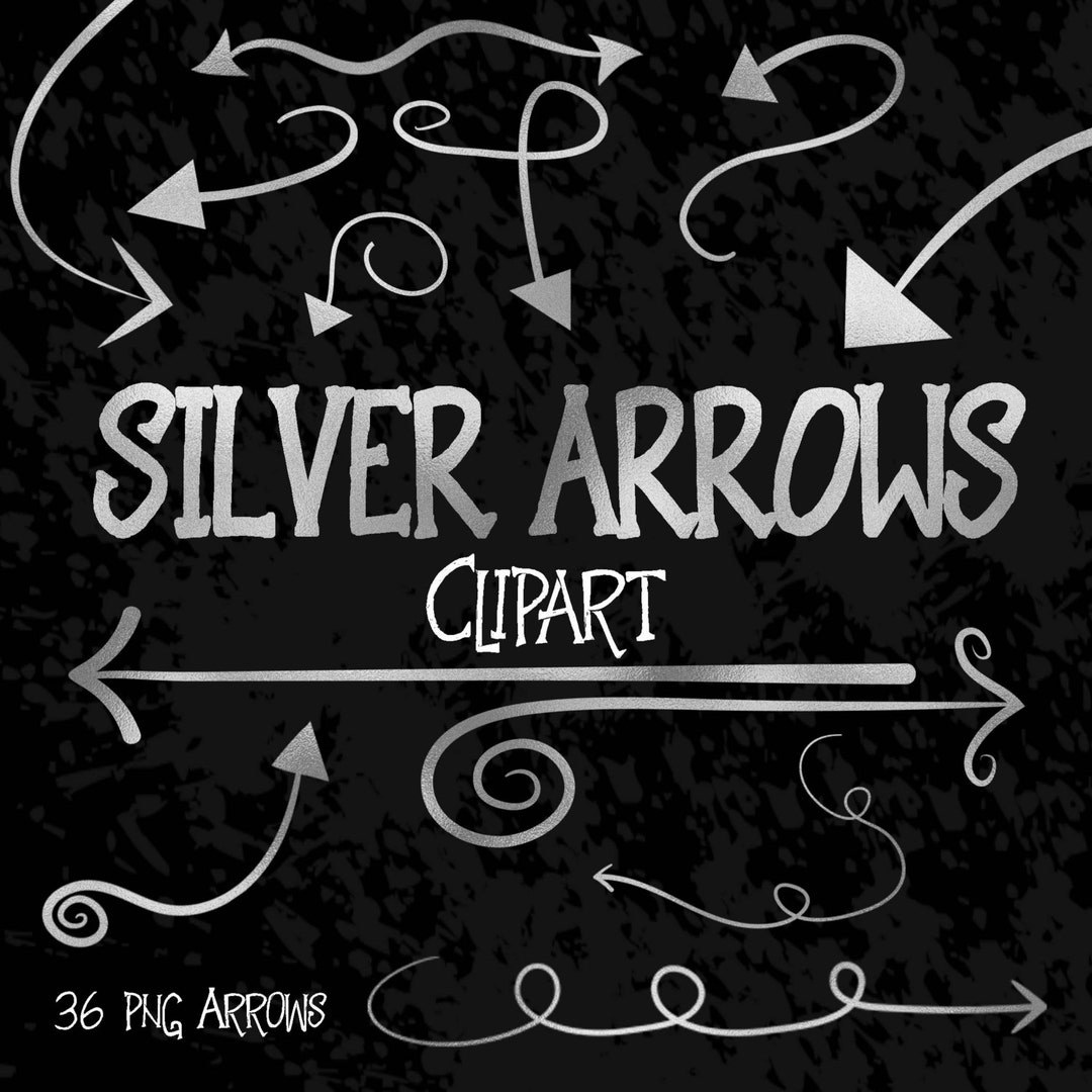 Silver Arrows Clip Art Set - Swirly Silver Foil Arrows Clipart ...