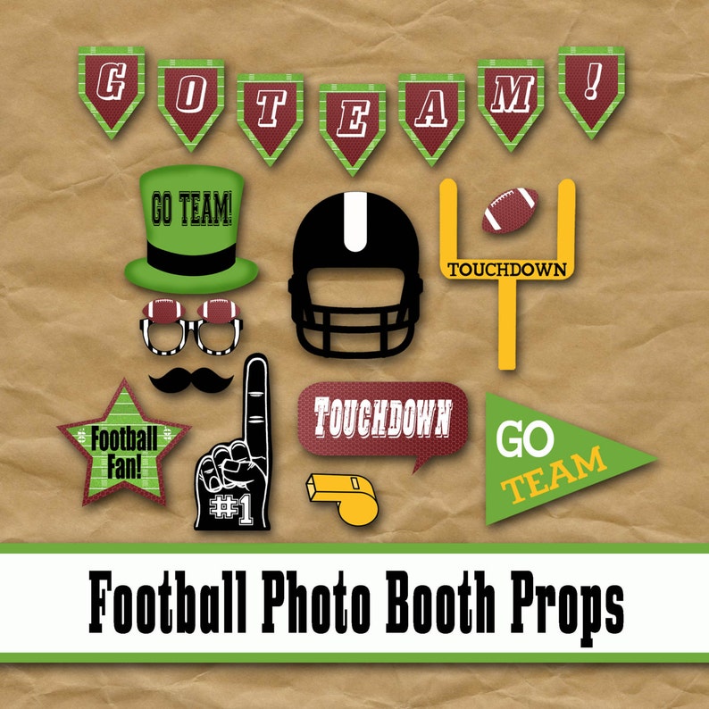 Football Photo Booth Props and Party Decorations Printable | Etsy