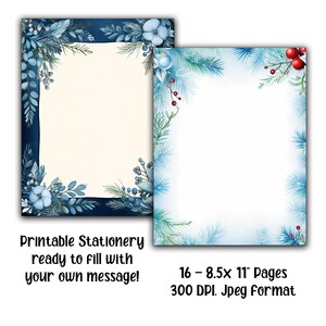 Printable Blue Christmas Stationery - Christmas Letter Paper ...